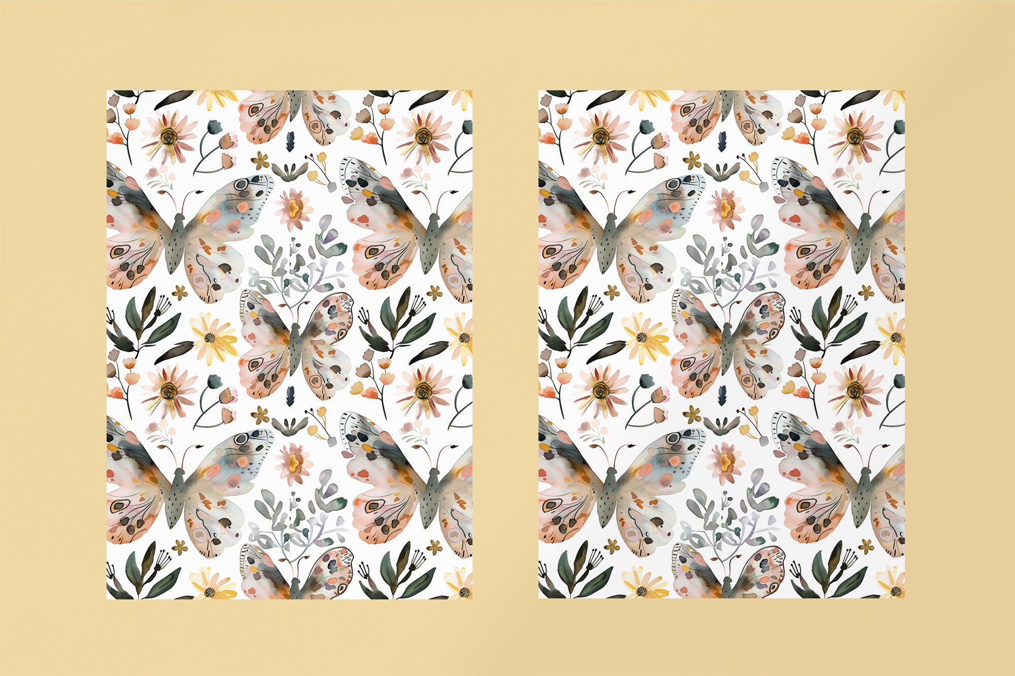 Black Painted Butterfly Seamless Background, Repeat Pattern, Modern ...