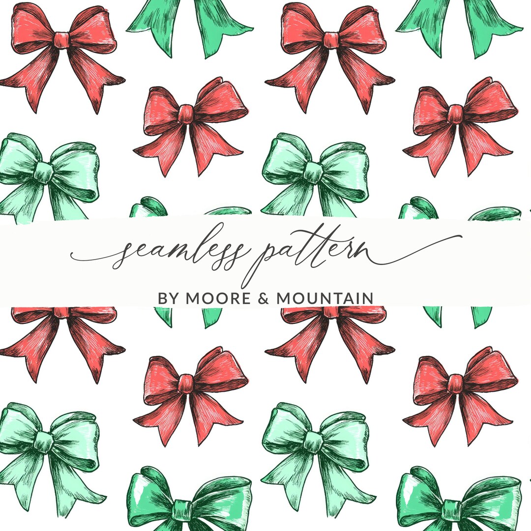 Red and Green Christmas Bows Seamless Pattern PNG Background Cute ...
