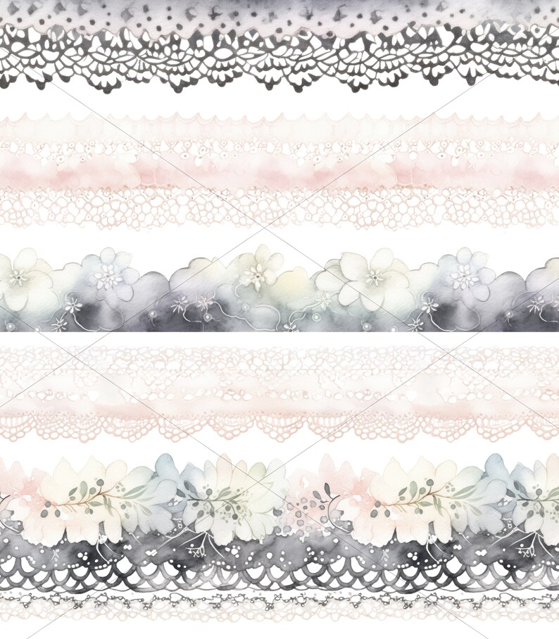 80 Seamless Lace Clipart PNG Watercolor Lace Seamless Clip Art Lace ...
