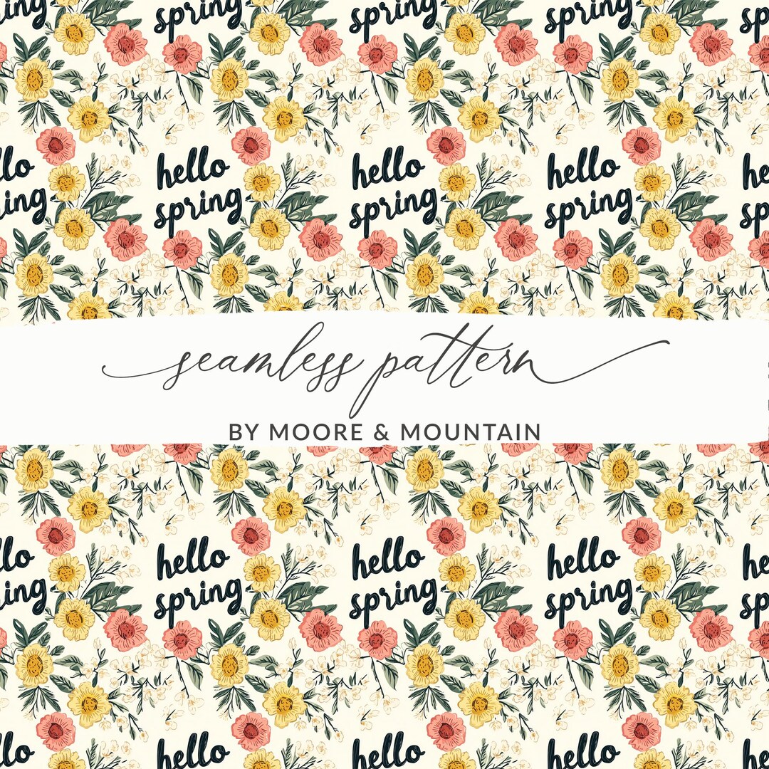 Hello Spring Background Pattern Seamless Spring PNG Background ...