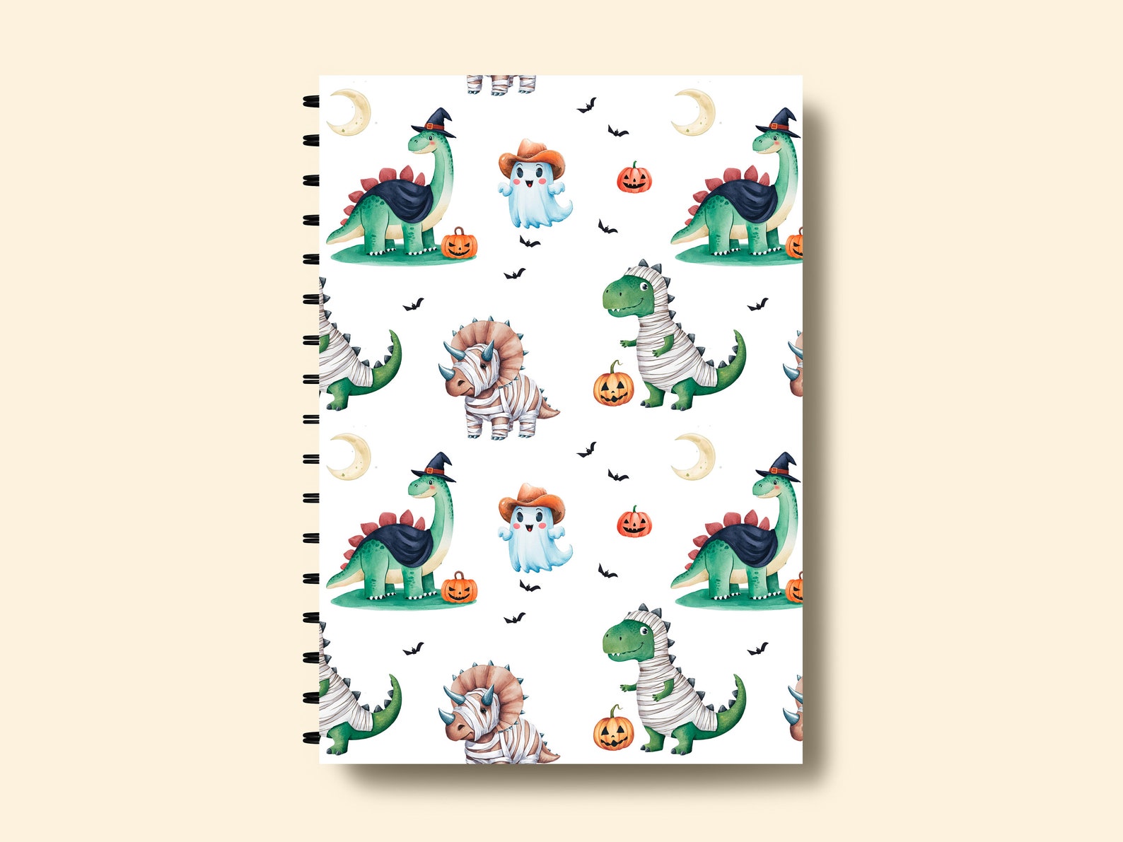 Halloween Seamless Background, Funny Fall Dinosaur Pattern, Cute ...