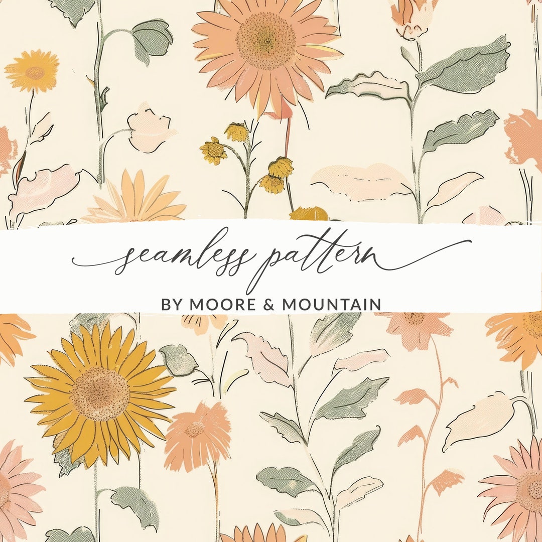 Neutral Sunflower Seamless Pattern Fall Pastel Pattern Seamless Pastel ...