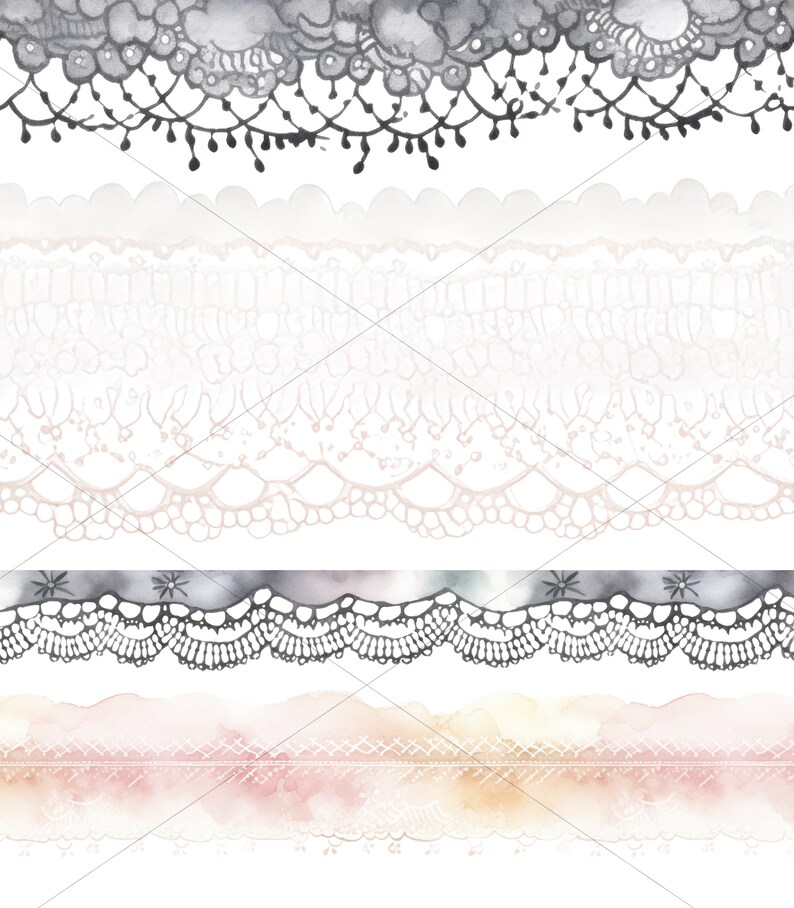 80 Seamless Lace Clipart PNG Watercolor Lace Seamless Clip Art Lace ...