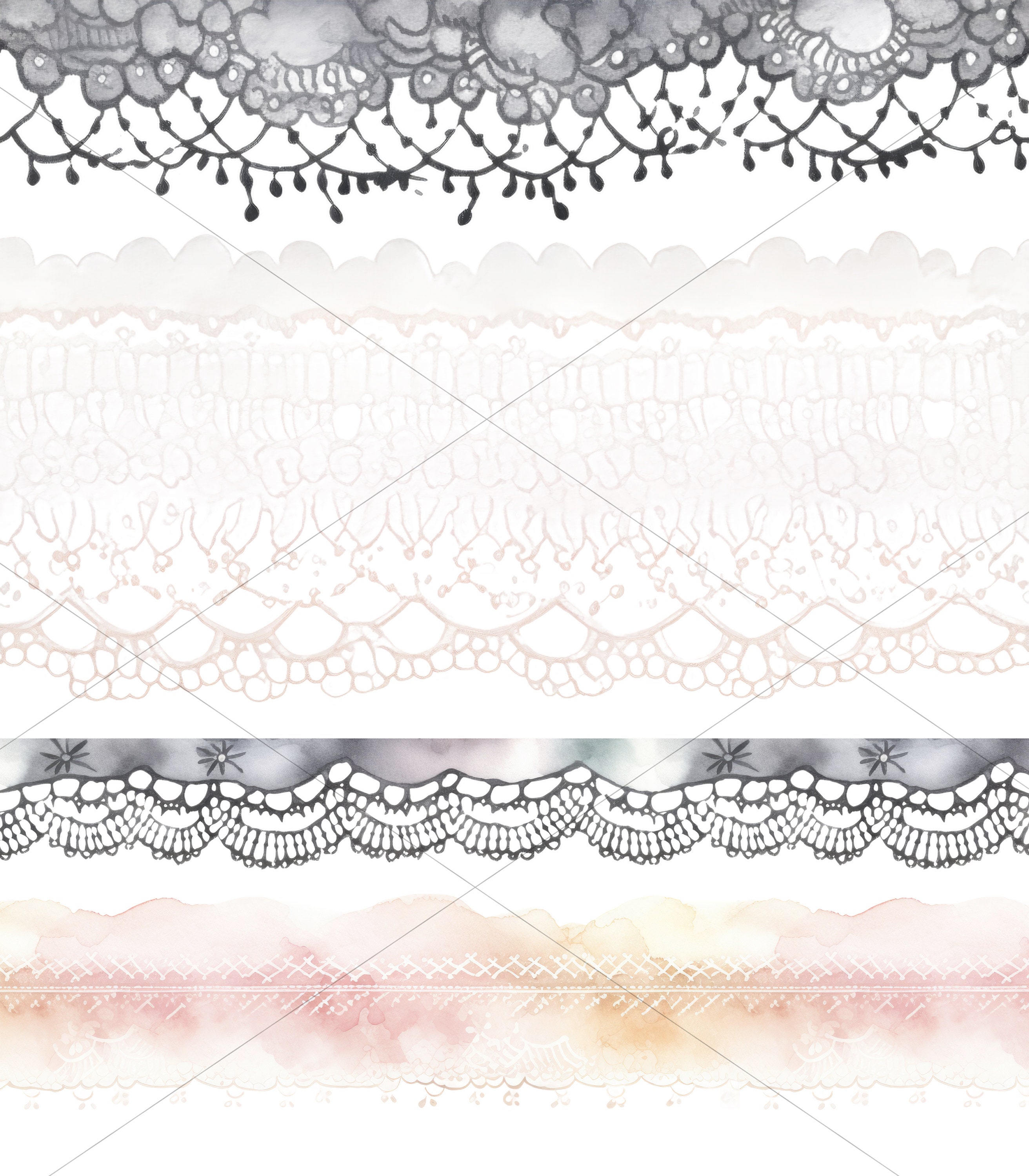 80 Seamless Lace Clipart PNG Watercolor Lace Seamless Clip Art Lace ...