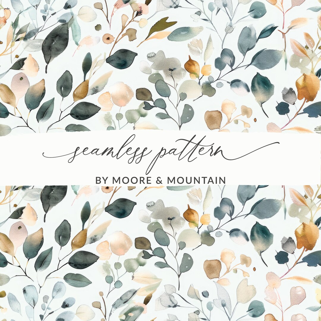 Light Blue Watercolor Vines, Boho Watercolor Vines Seamless Background ...