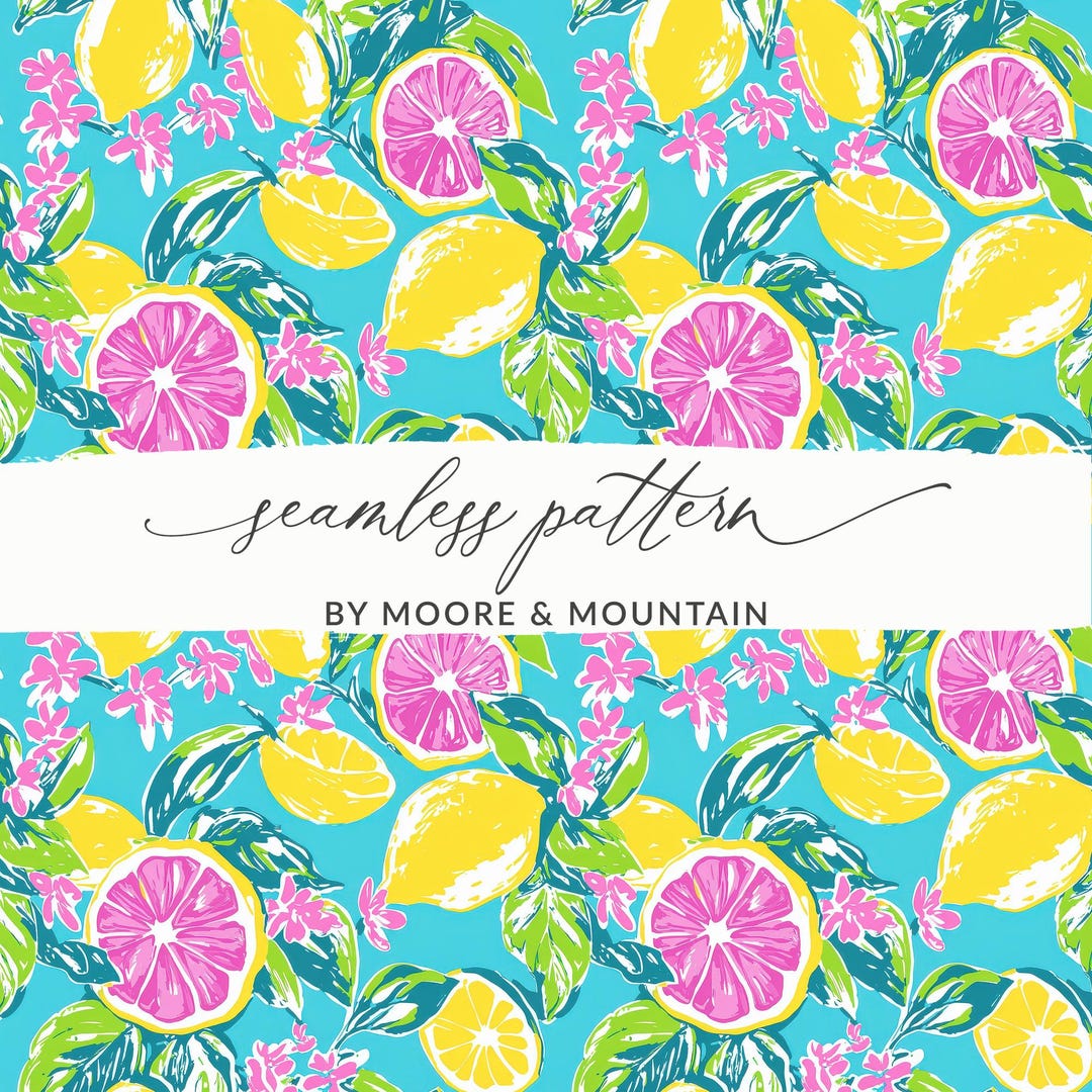 Preppy Lemons Seamless Background Pattern, Preppy Grapefruit Seamless ...