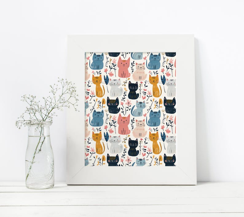 Seamless Kitty Repeating Background Pattern Seamless Cats Background ...