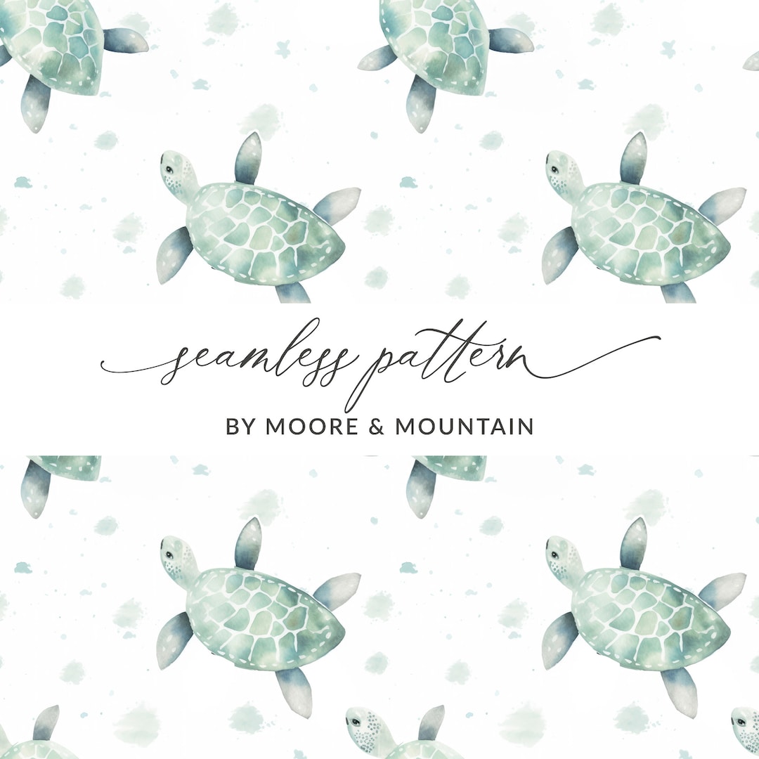 Seamless Turtle Pattern, Cute Watercolor Turtle Background Pattern ...