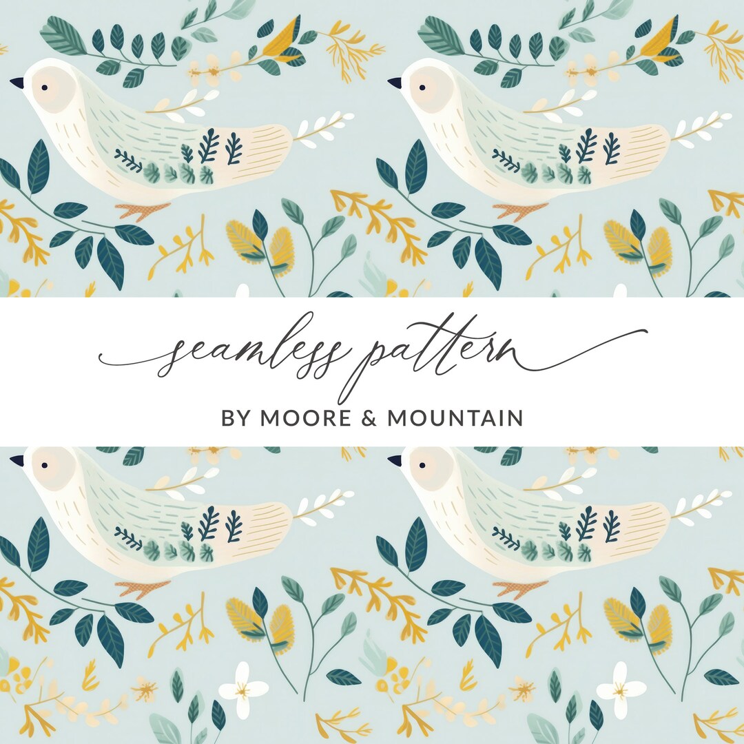 Illustrated Pastel Bird Pattern, Illustrated Bird Background, Light ...