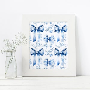 Blue Bow Seamless Pattern, Blue Bow Background, Watercolor Bow ...