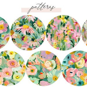 30 Painted Blooms Spring Pattern Set, Seamless Painted Spring Floral ...
