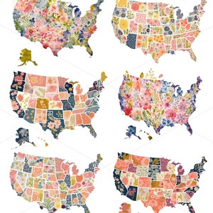 Floral United States Clipart, Watercolor United States PNG Clipart ...