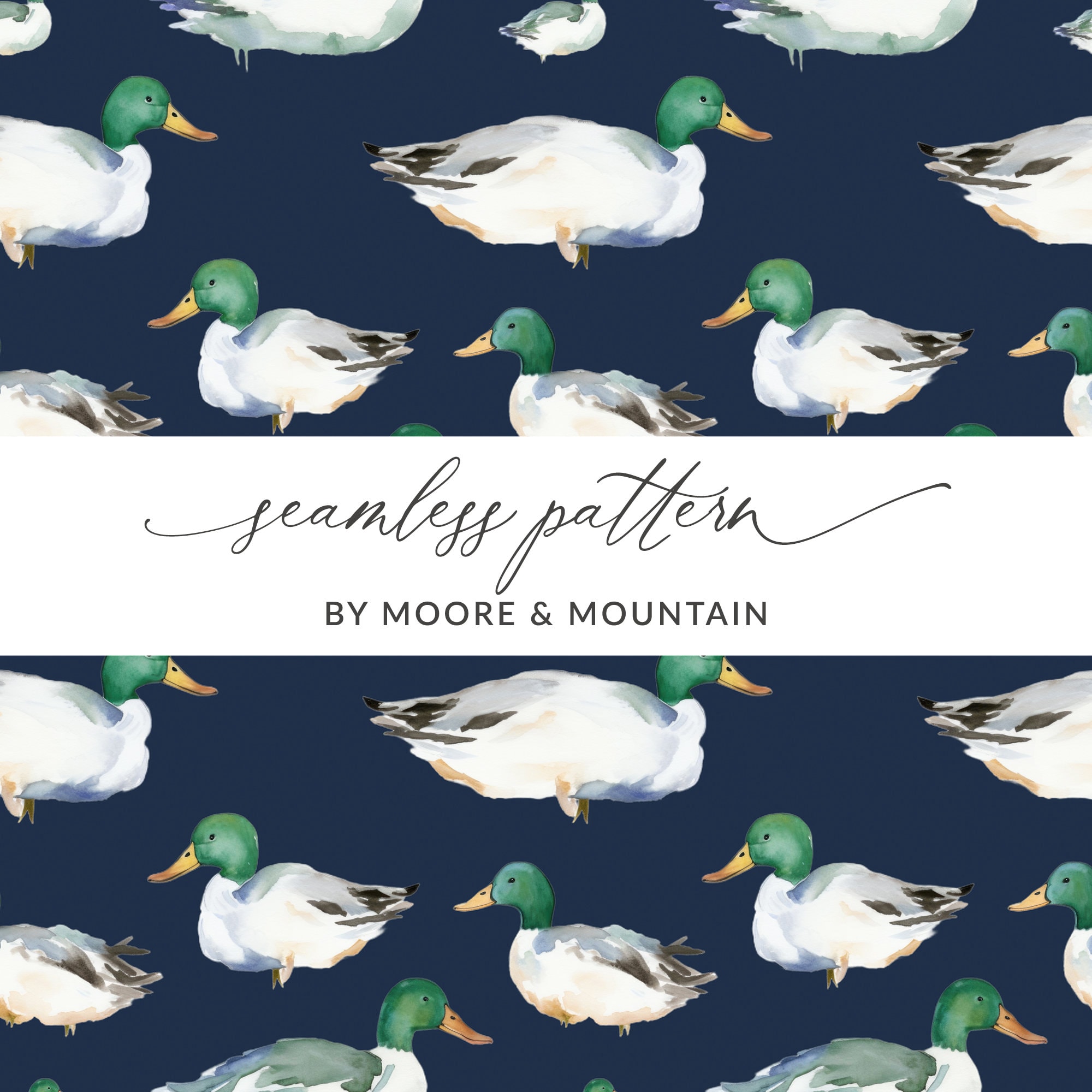Seamless Mallard Duck Pattern Seamless Background Ducks, Navy ...