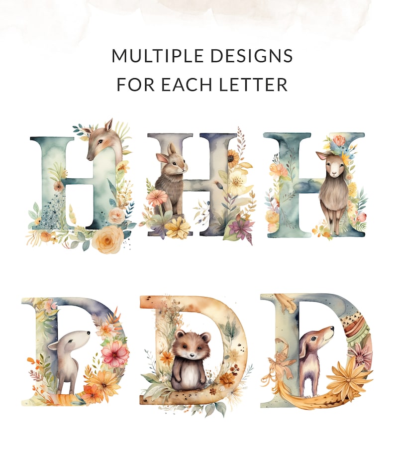 Animal Lettering, Nursery Letters Clipart, Zoo Alphabet Clipart ...