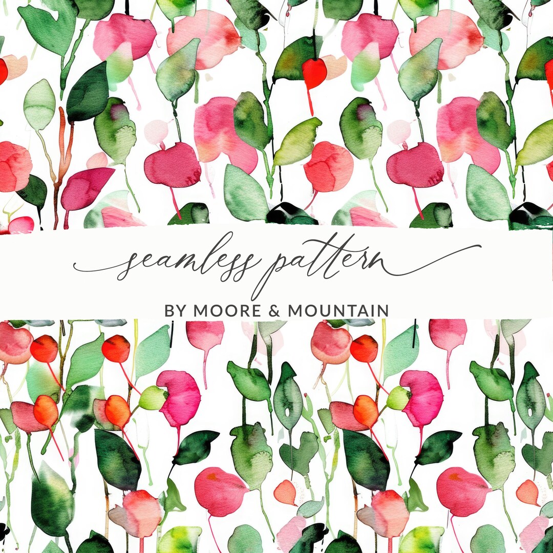 Abstract Christmas Watercolor Seamless Pattern PNG, Pink and Red ...