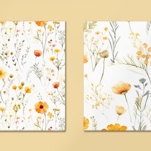 Watercolor Floral Clipart Orange Yellow Watercolor Wildflower Borders ...