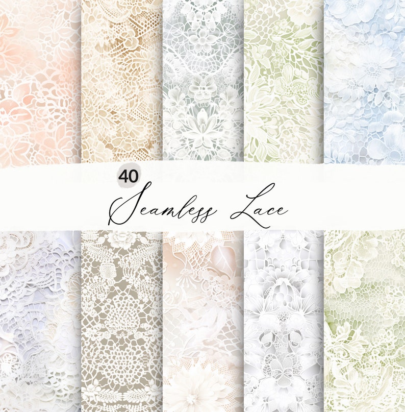 Seamless Lace PNG Background, Watercolor Lace Pattern, White Lace ...