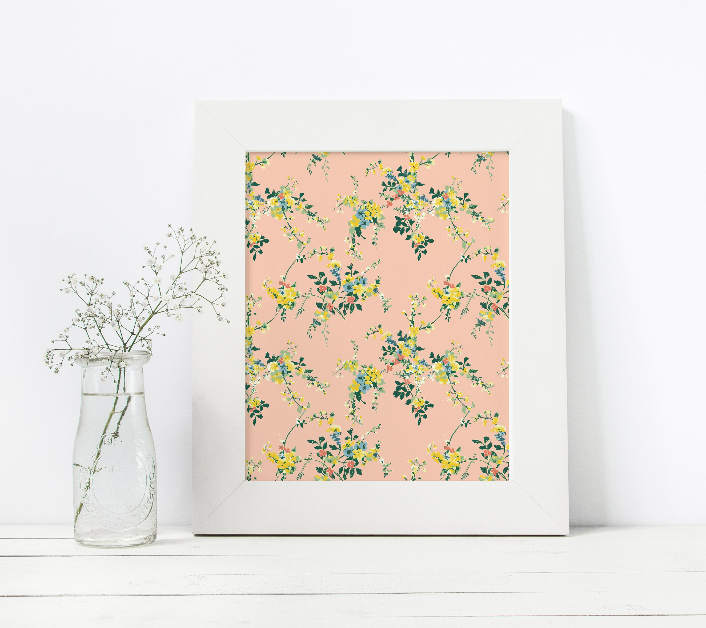 47 Vintage Ditsy Floral Pattern Set, Muted Color Ditsy Flower Patterns ...