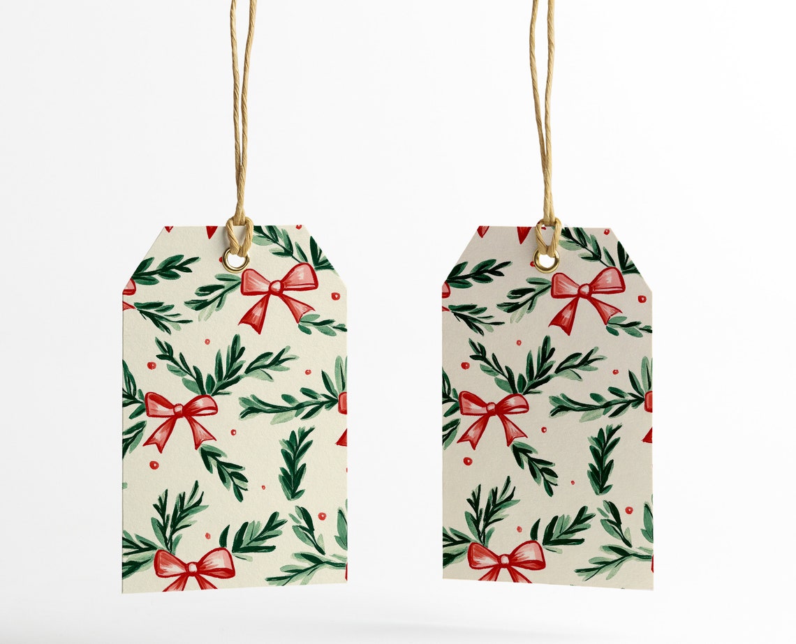 Christmas Holly Leaves and Red Bows Seamless PNG Digital Pattern File ...