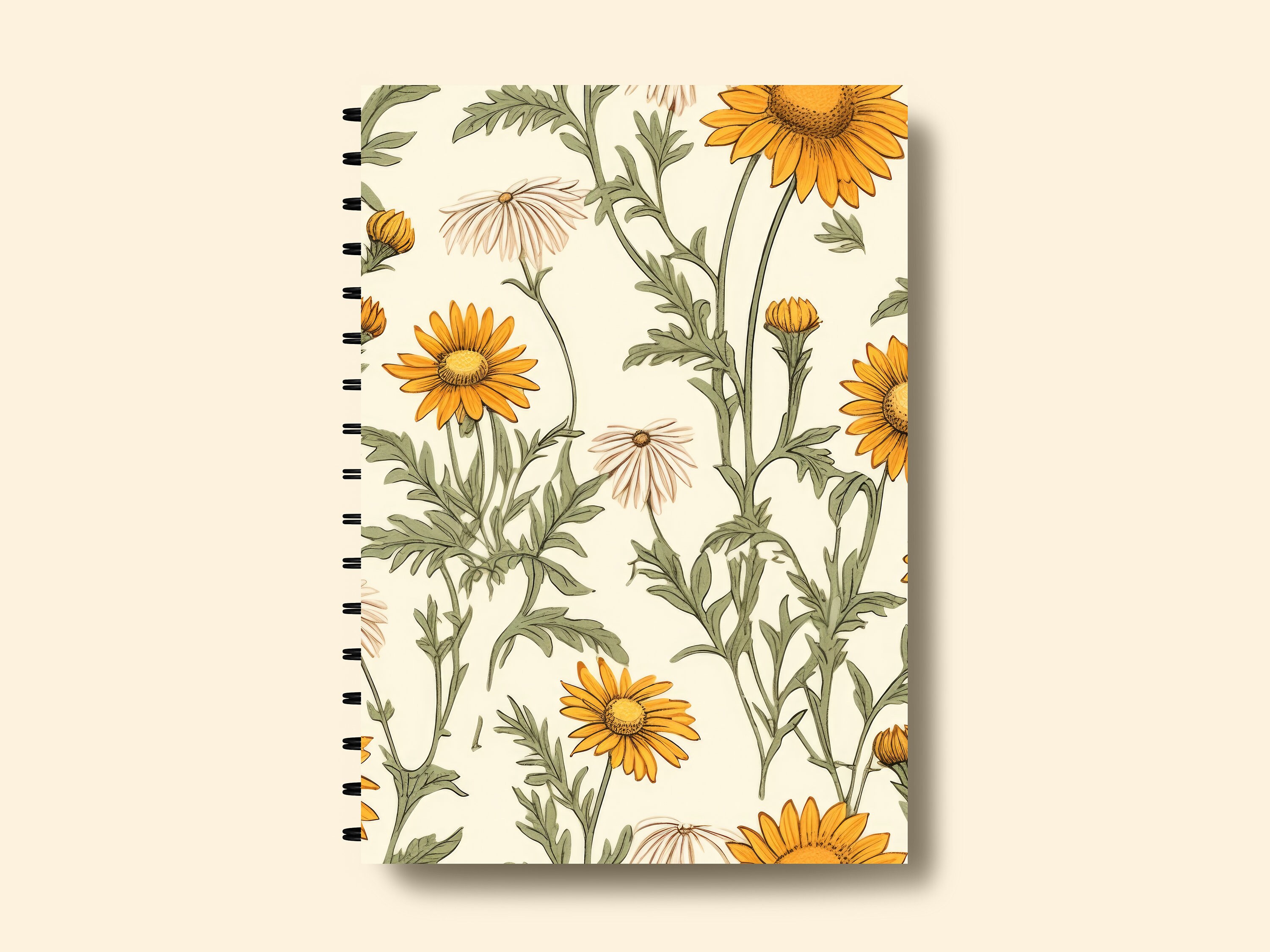 Floral Cottagecore PNG Background Design, Vintage Daisy Stems Design ...