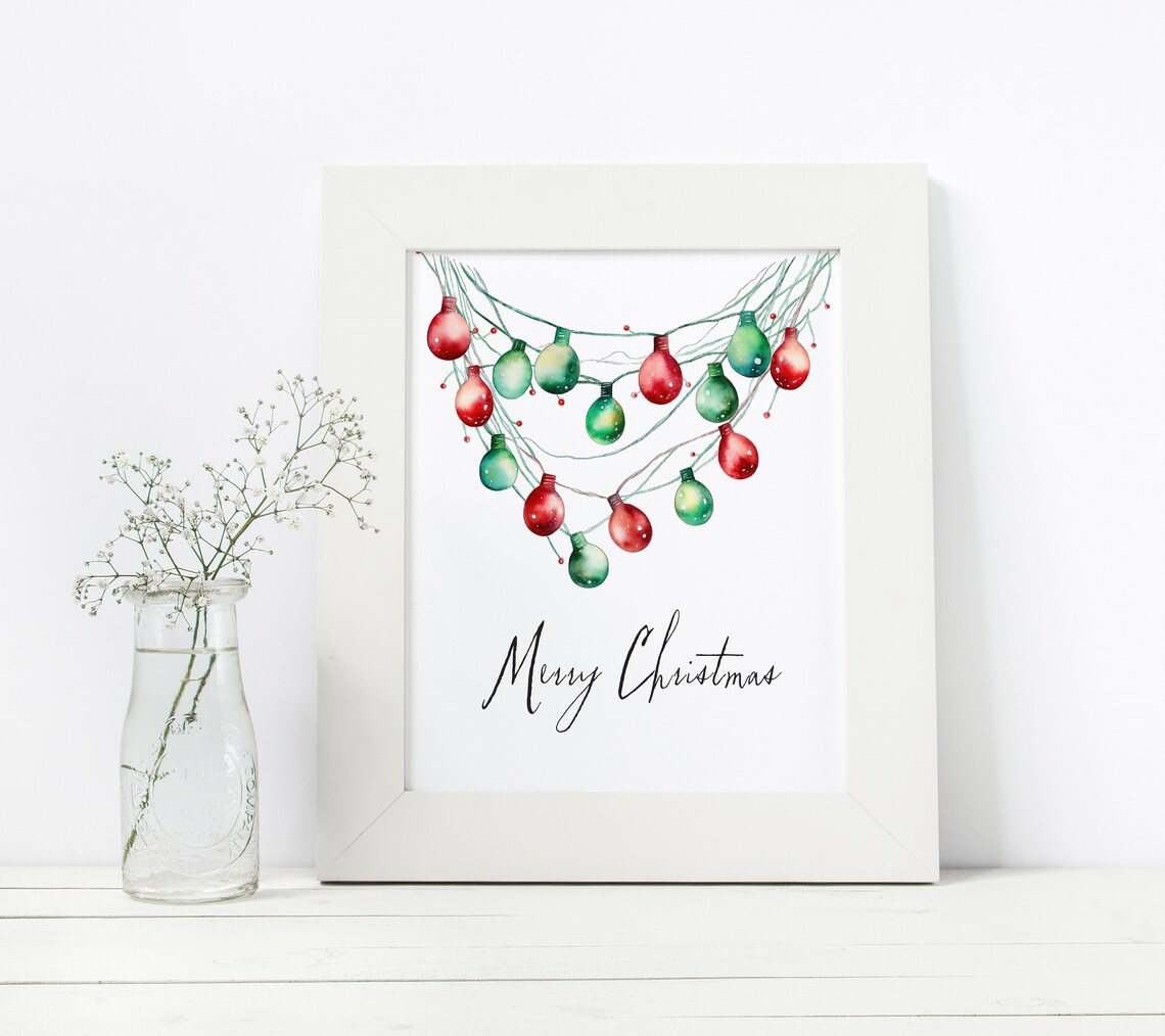 Christmas String Lights Clipart, Watercolor Christmas Lights Clipart ...