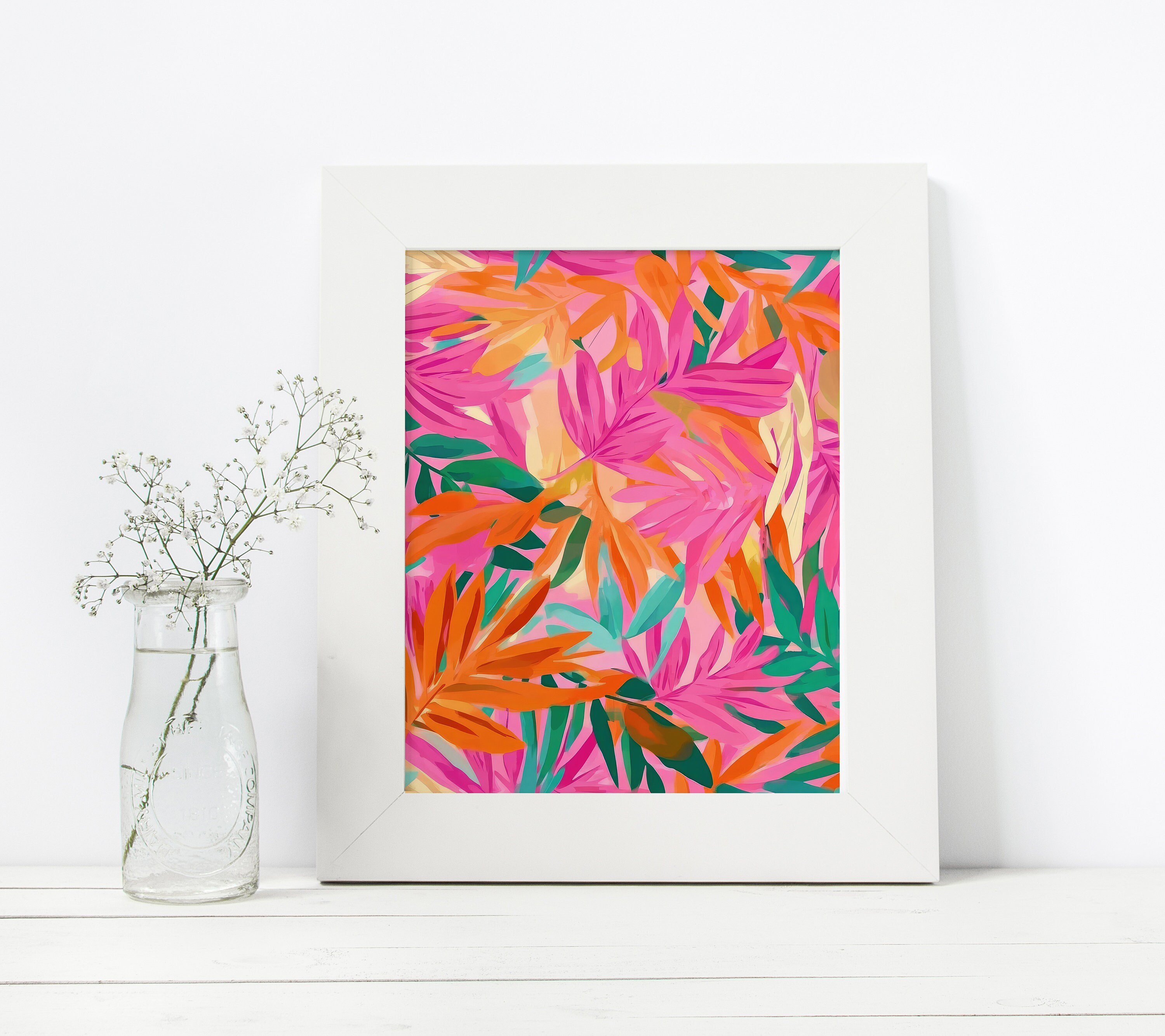 Preppy Palm Leaf Seamless Pattern Pink Tropical Leaves Background ...