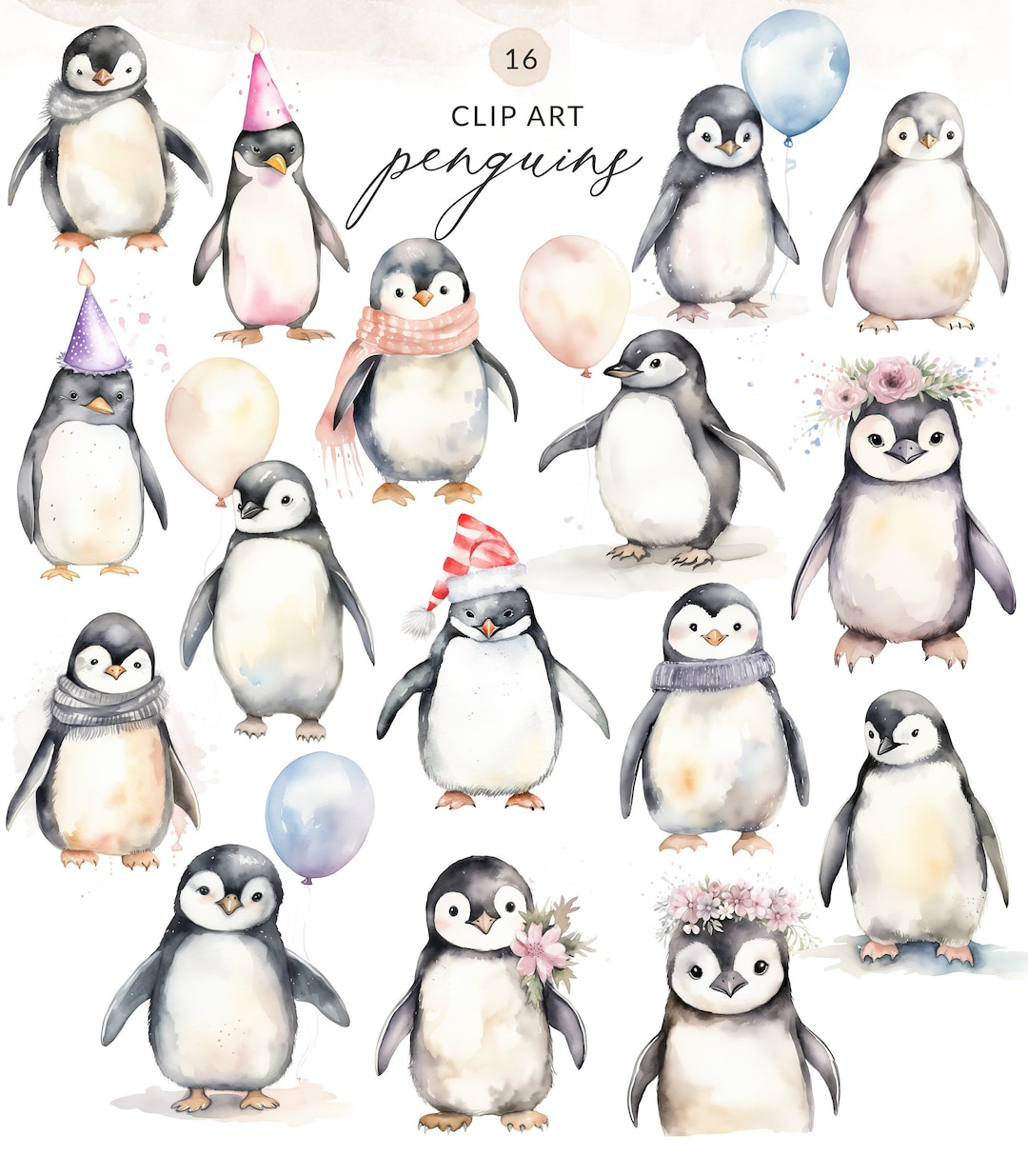 Watercolor Penguin Clipart, Cute Penguin PNG, Baby Penguin Clipart ...