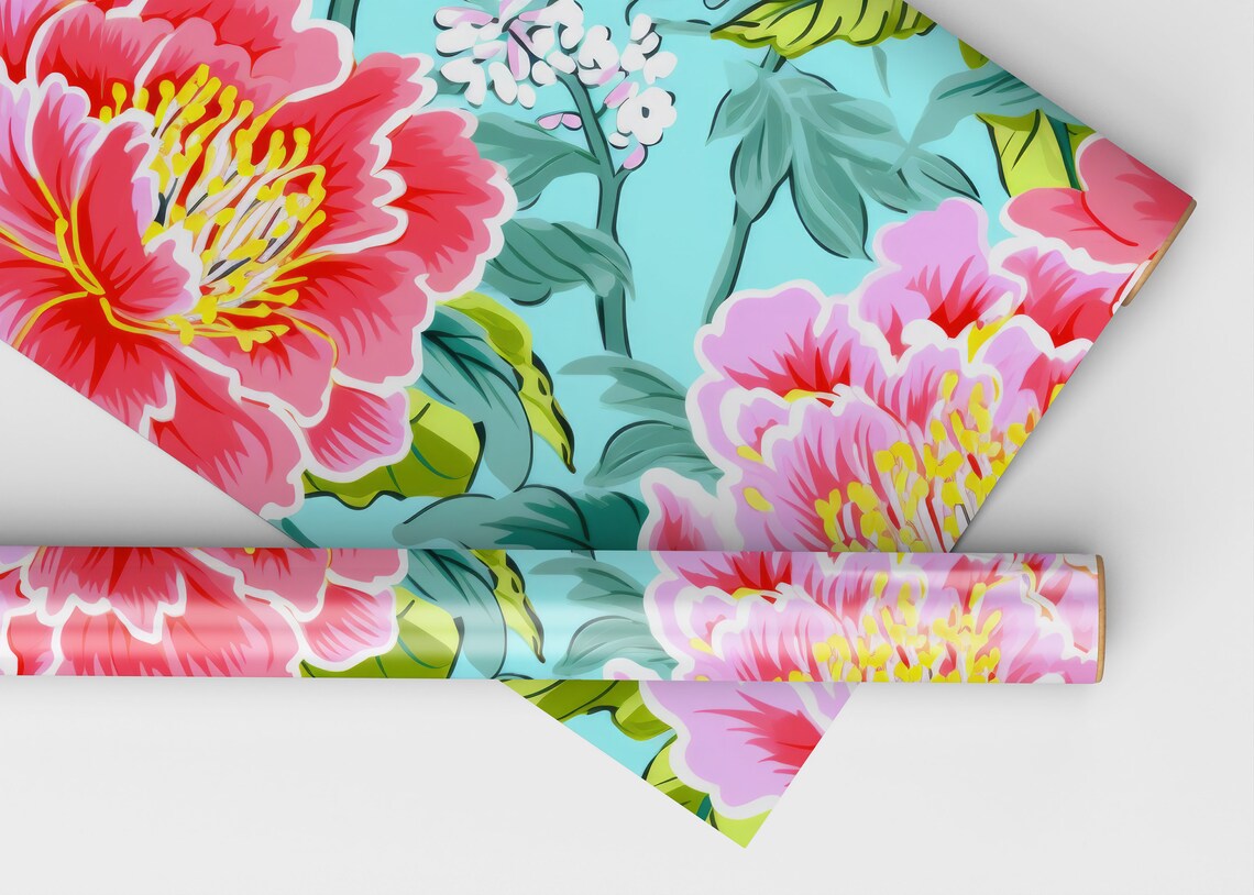 Peony Seamless Pattern Hot Pink and Chinese Blossom Pattern, Preppy ...