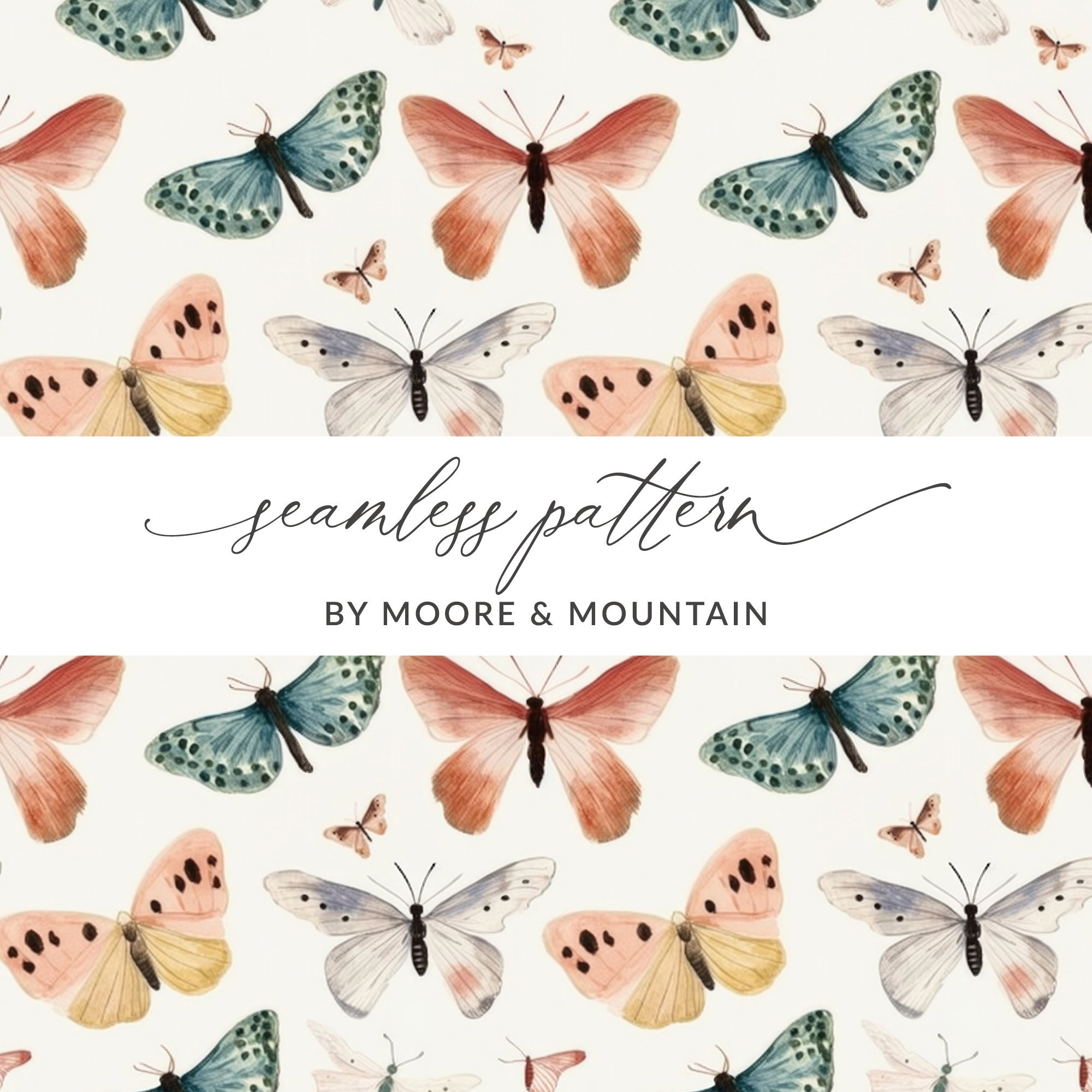 Seamless Moth Pattern Boho Moths Background Seamless Painted Moths ...