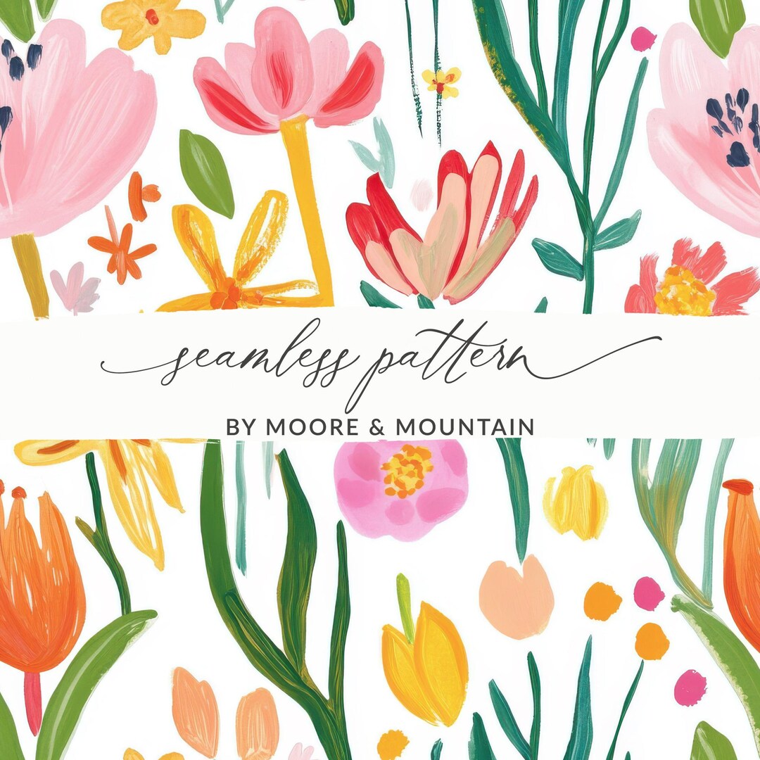 Floral Seamless Pattern Digital, Flower Clipart, Scrapbook Paper ...