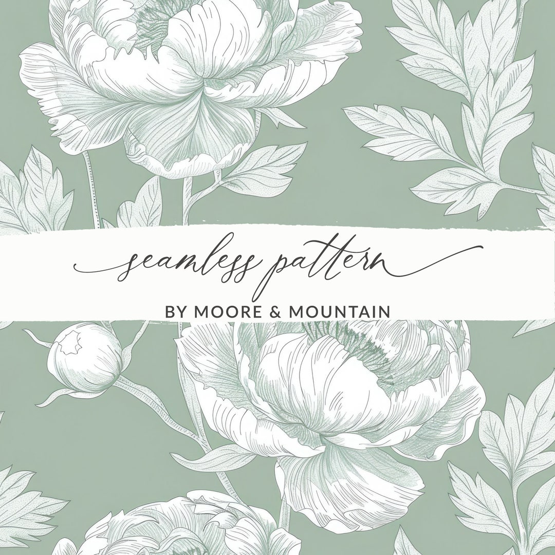 Seamless Chinoiserie Pattern Sage Green Chinoiserie Floral Pattern ...