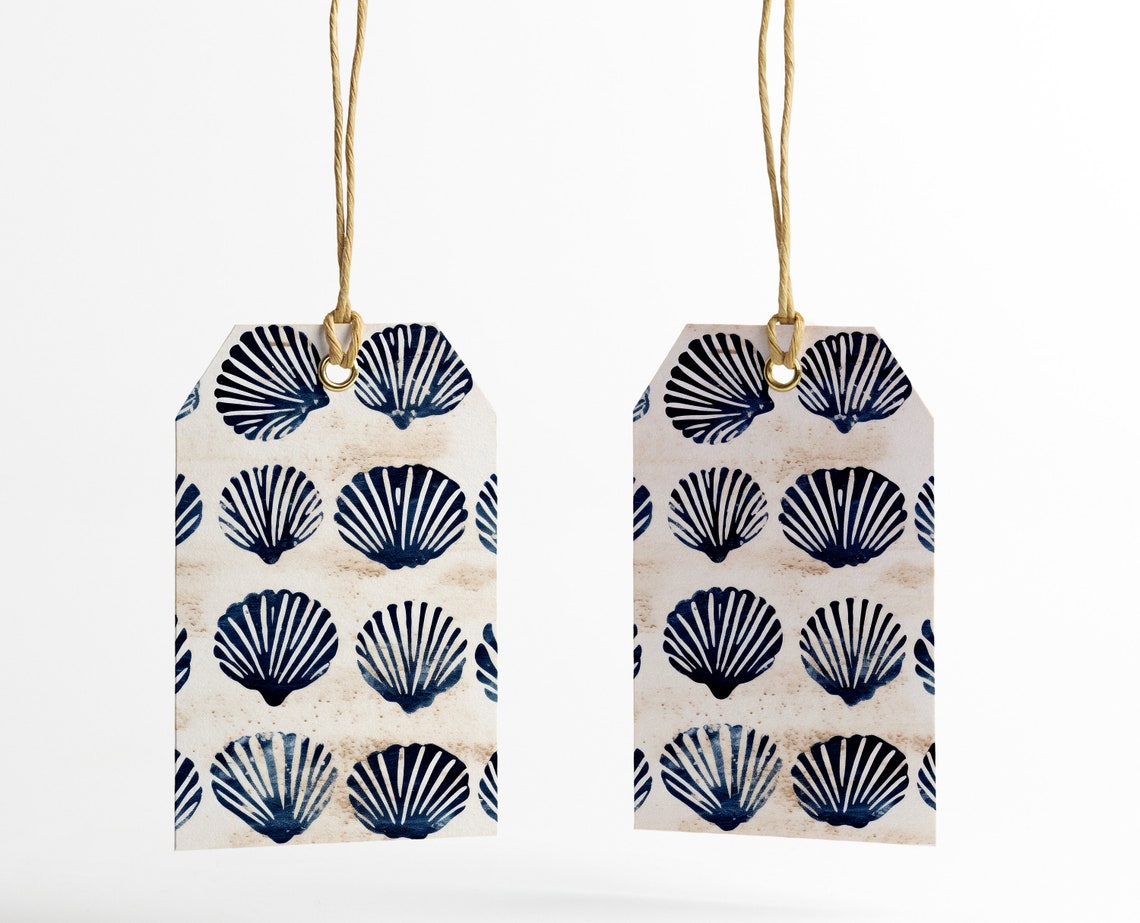 Seamless Seashell Background, Simple Blue Seashells Pattern, Repeating ...