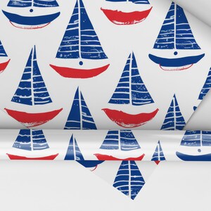 Seamless Cute Sailboat Pattern, Simple Sailboat Pattern, Blue Boat ...