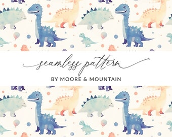 Dinosaur Watercolor Seamless Pattern, - Etsy