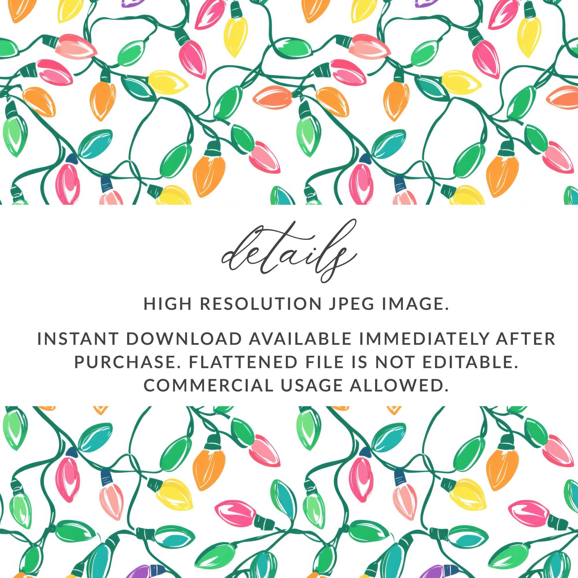 Christmas Lights Digital Paper, Seamless Pattern JPG, Festive Holiday ...