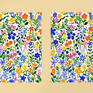 Watercolor Flower Field Seamless Pattern, Colorful Floral Field Folk ...