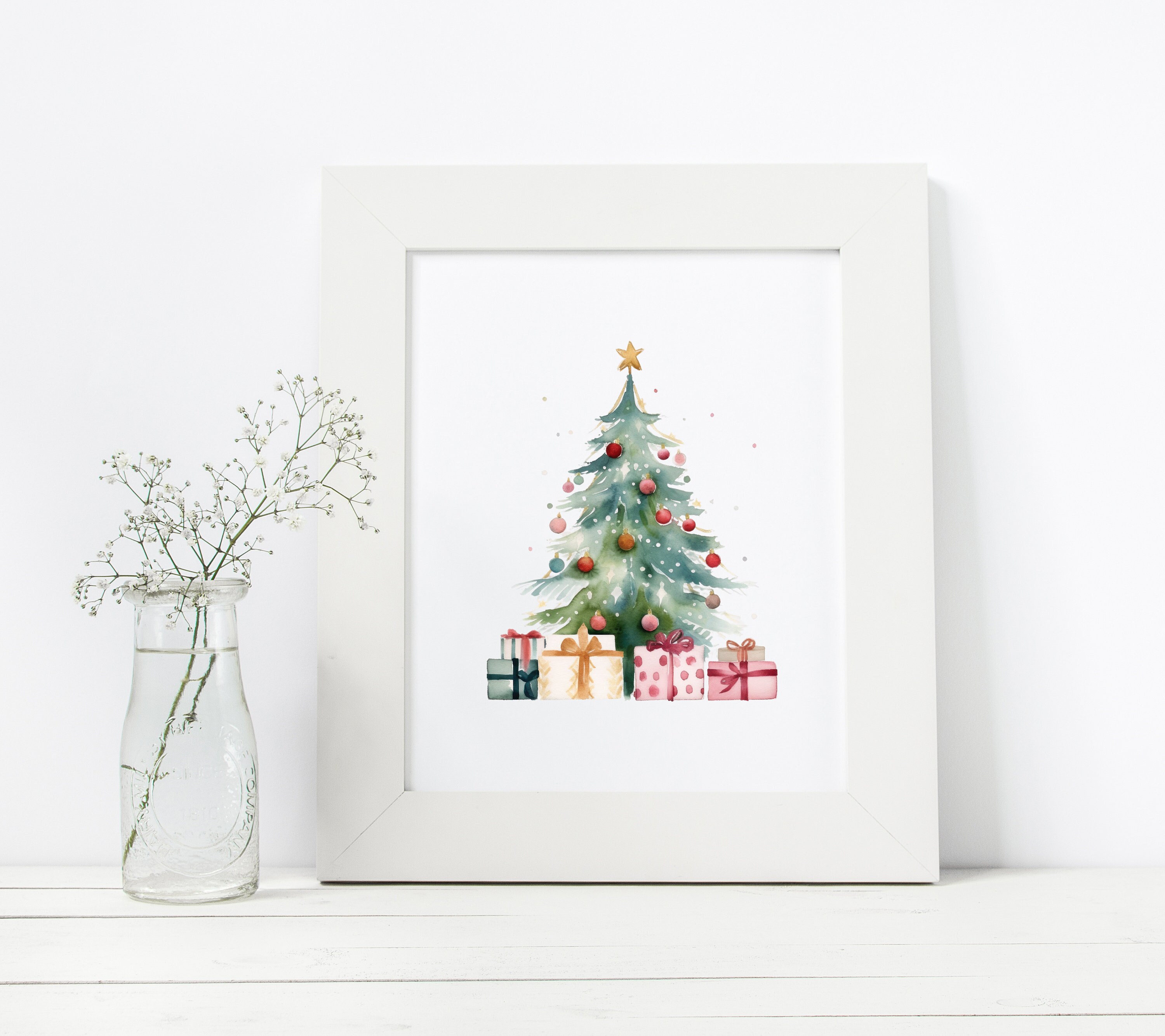 12 Modern Christmas Tree Clipart Boho Watercolor Christmas - Etsy