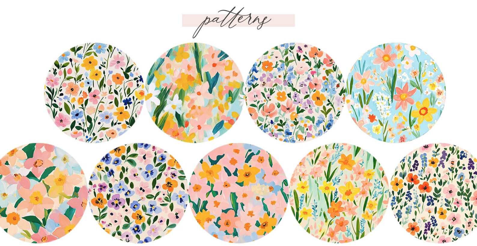 40 Modern Spring Floral Patterns, Painted Spring Flowers Seamless ...