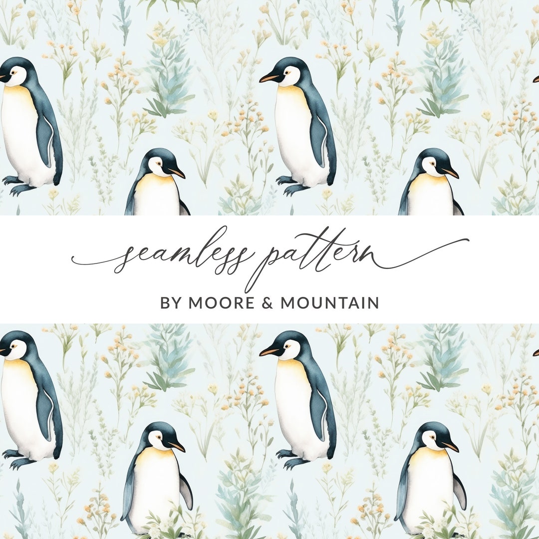 Pastel Painted Penguin Pattern Seamless Penguin Watercolor Pattern ...