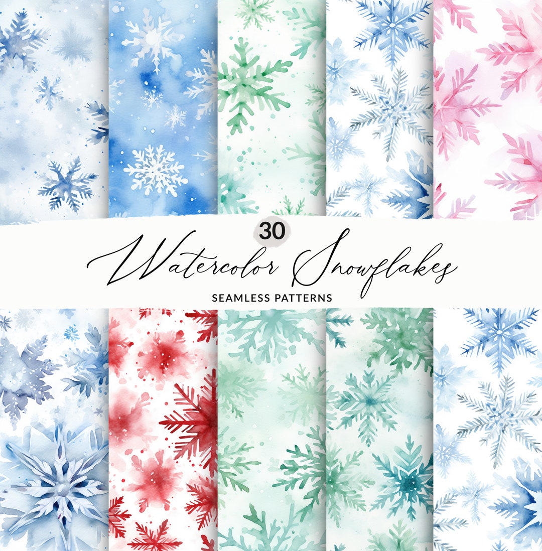Seamless Snowflake Patterns Watercolor Snowfake Backgrounds, Christmas ...