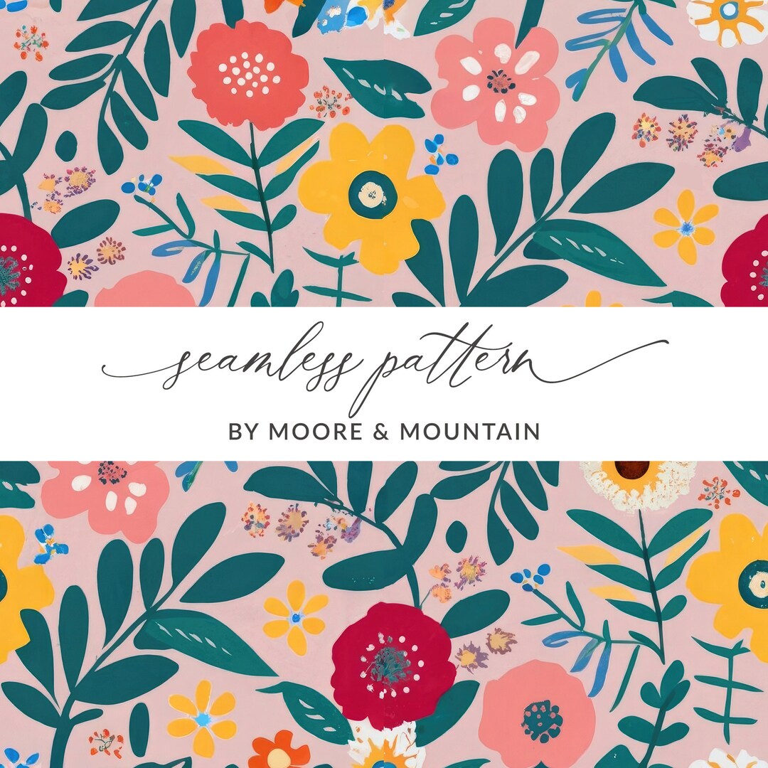 Light Pink Modern Seamless Background Pattern Mauve Pink Retro Floral ...