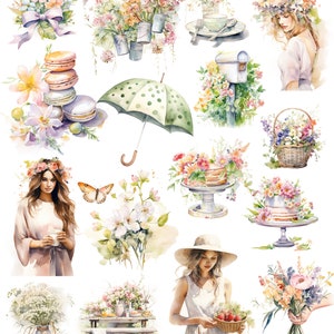 50 Spring Clipart Collection, Spring Watercolor Clipart Collection ...