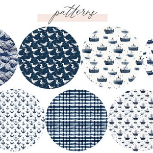 35 Seamless Nautical Backgrounds Set, Sailboat Seamless Patterns ...