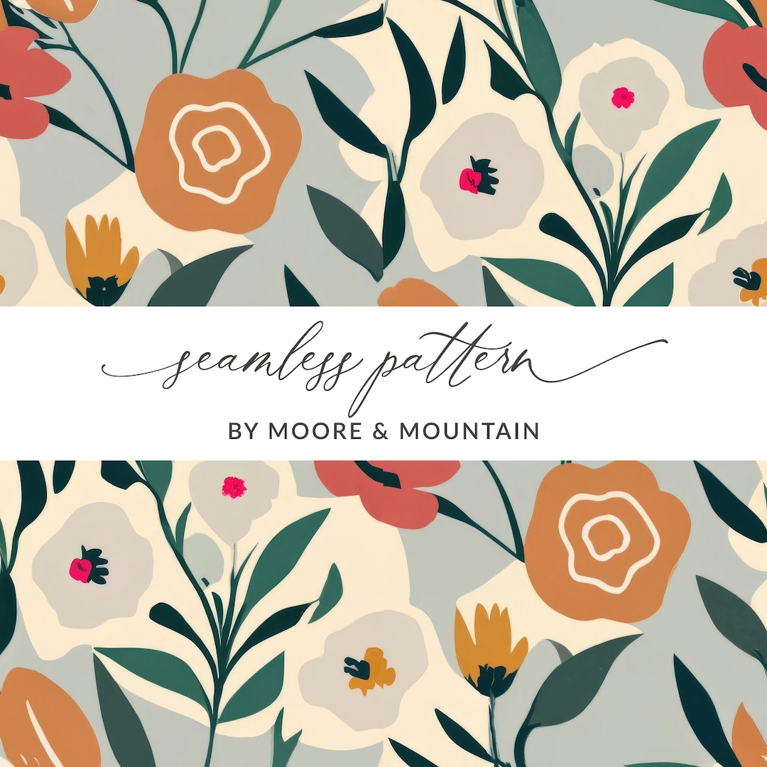 Mod Floral Seamless Pattern, Neutral Floral Background, Modern Floral ...