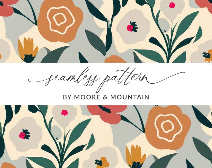 Seamless Minimalist Modern Floral Patterns Watercolor Floral Pattern PNG Modern Flower Pattern ...