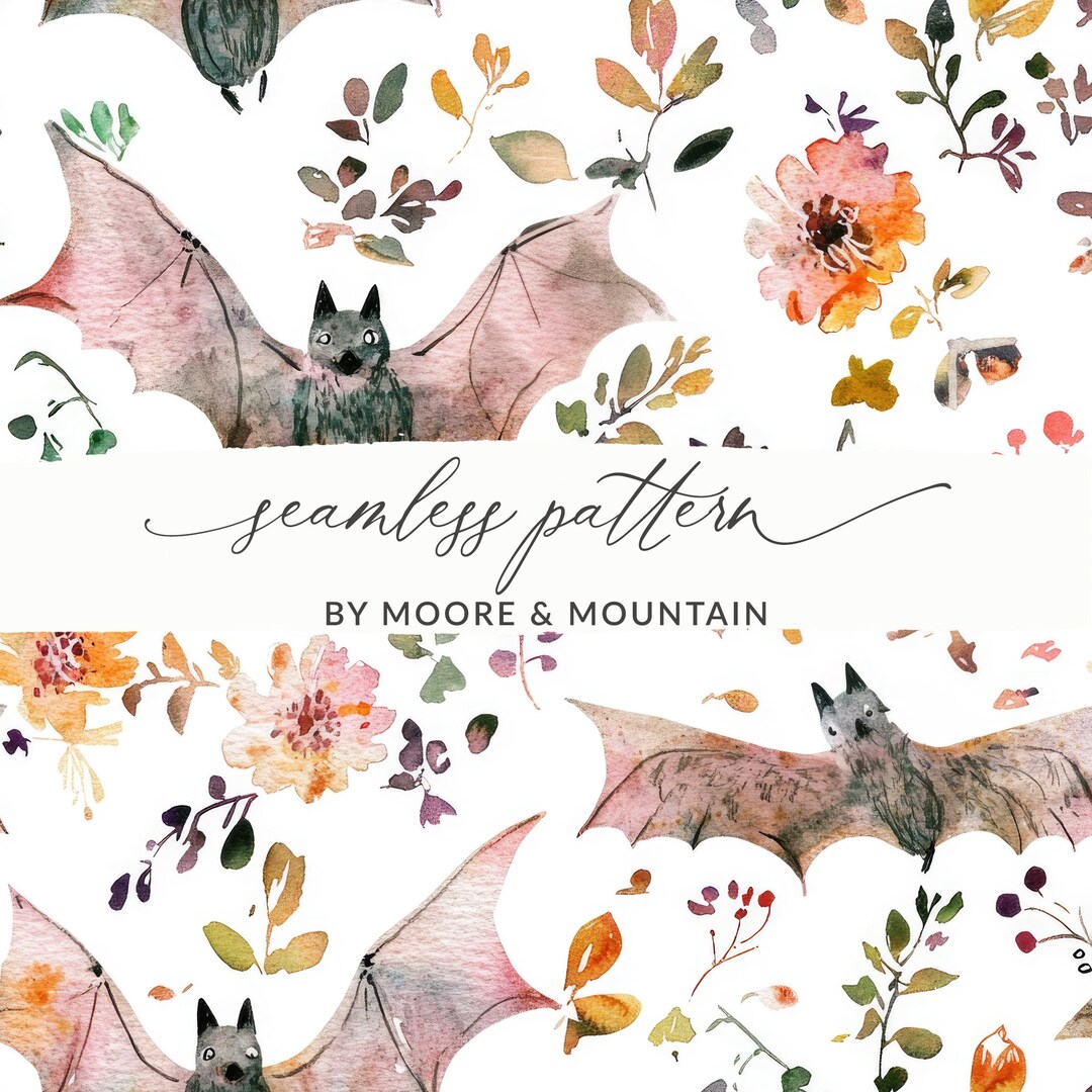 Seamless Watercolor Bats Pattern Fall Bats Seamless Background Painted ...