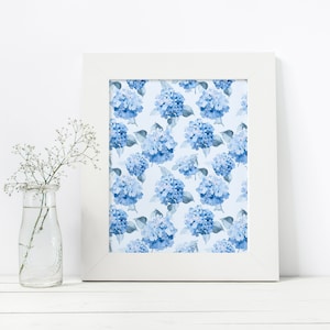 Light Blue Hydrangea Pattern, Seamless Light Blue Watercolor Hydrangeas ...