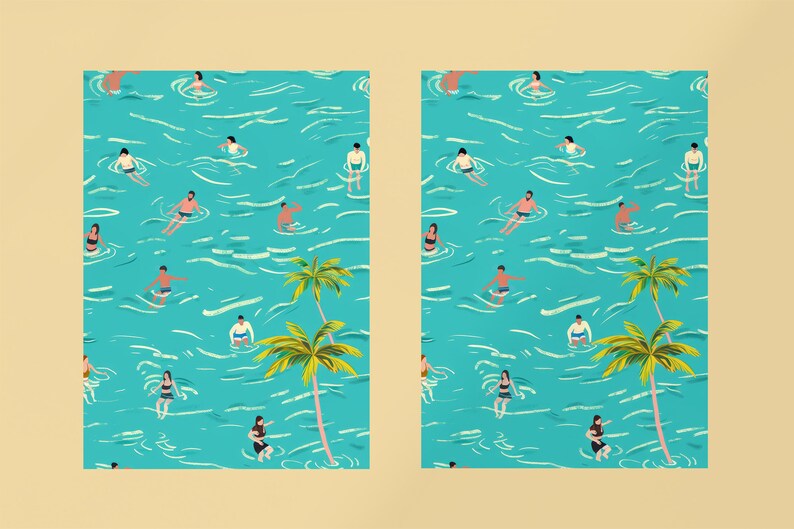 Swimming Background Summer Seamless Pattern Tropical Beachy Seamless ...