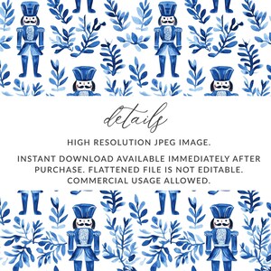 Blue Winter Nutcracker Seamless Pattern Blue Watercolor Nutcracker ...