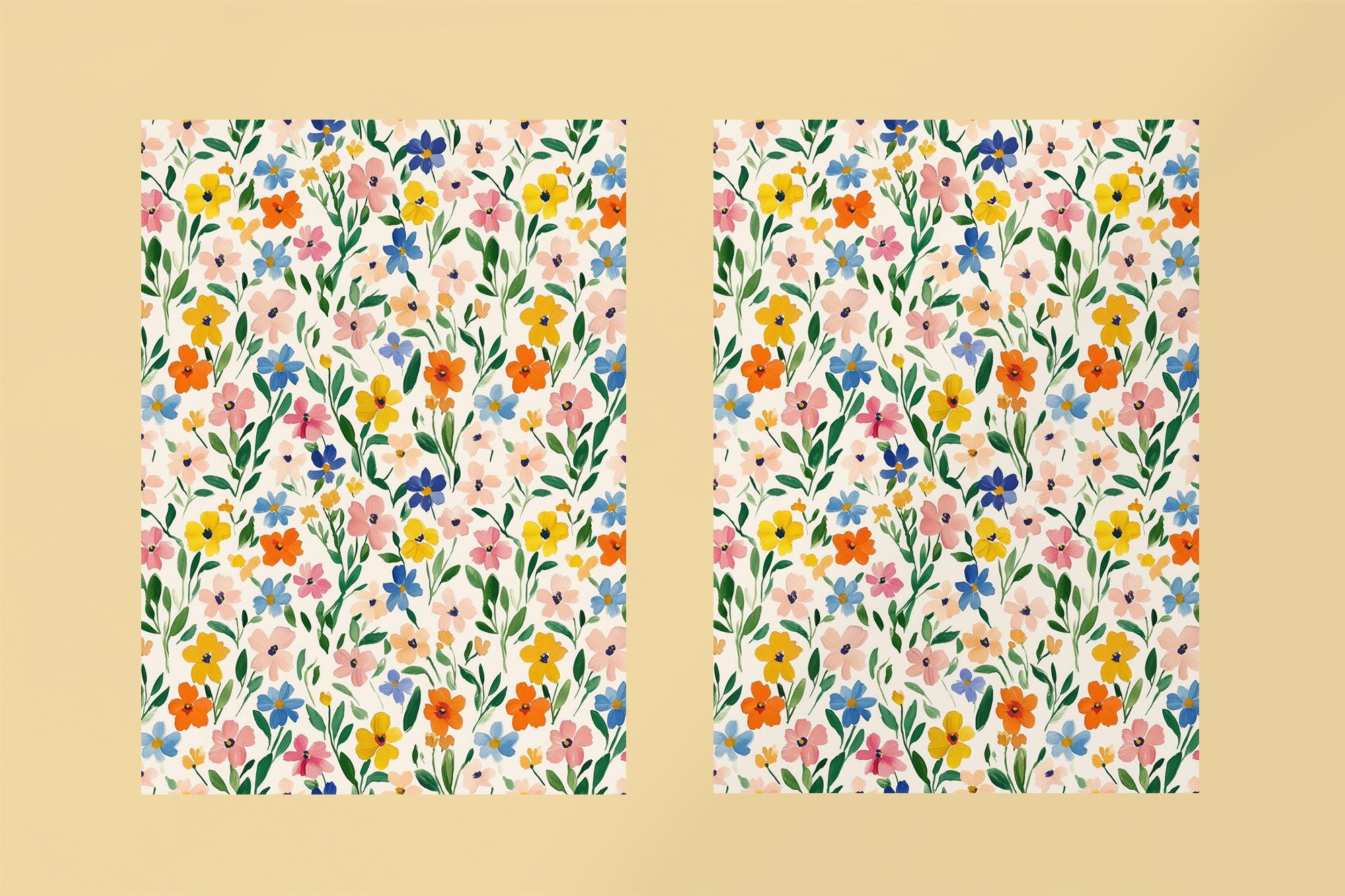 40 Modern Spring Floral Patterns, Painted Spring Flowers Seamless ...
